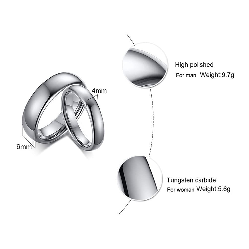 ZKXXJ Personalized Wedding Bands Sets for Him and Her,2Pcs Tungsten Carbide Custom Name Engraved Heart Couple's Ring Set Customized Couple Jewelry for Valentine's Day,Promise Gift