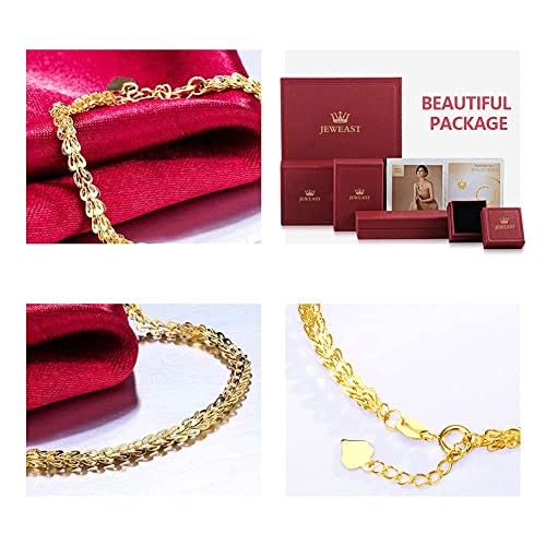 JEWEAST Solid 18k Gold Bracelets for Women Real Gold, Yellow Gold bangle for Lover Mother Wife Girl,Rose Gold Gift With Certificate Fine Jewelry for Anniversary Birthday Wedding Party（6-7 Inch）