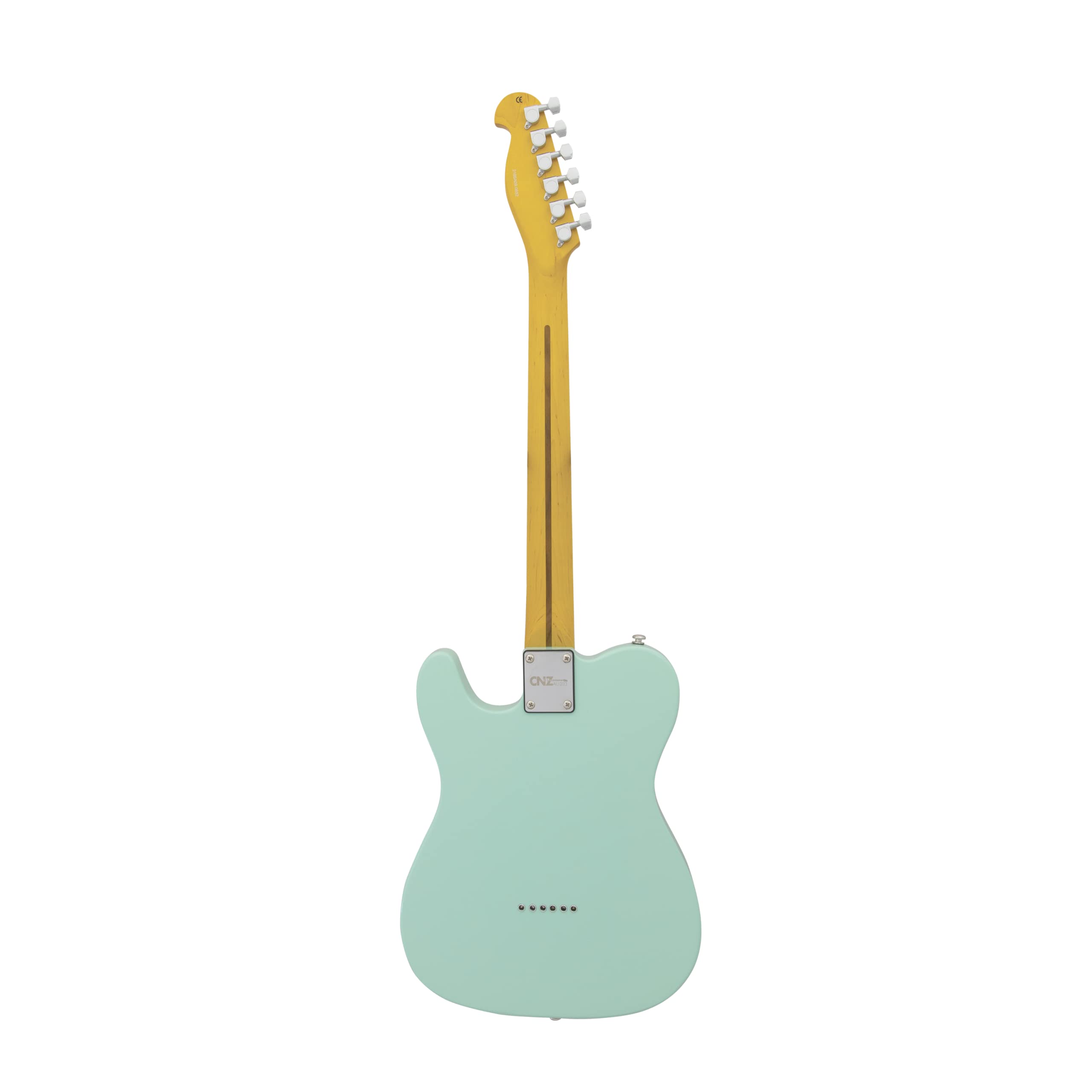 CNZ Audio Thinline TL Electric Guitar - Semi-Hollow Body - Surf Green, Tortoise Pickguard, Amber Maple Matte Neck & Fingerboard