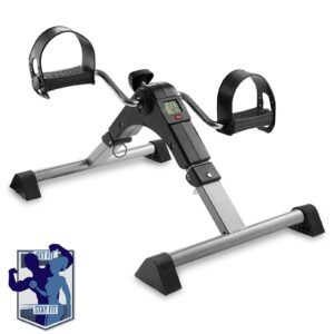 foldable under desk stationary exercise bike - arm leg foot pedal exerciser