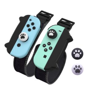 dance switch wristband, wrist bands for dance switch 2024 2023 2022 2021, adjustable elastic straps for joy-cons controller (2 packs for kid) black