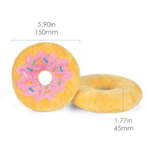 HGB Squeaky Dog Toys, Funny Donut Plush Dog Chew Toys for Teething, Pet Training, and Entertaining, Cute Interactive Dog Toy (3 Pack)