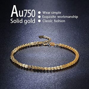 JEWEAST Solid 18k Gold Bracelets for Women Real Gold, Yellow Gold bangle for Lover Mother Wife Girl,Rose Gold Gift With Certificate Fine Jewelry for Anniversary Birthday Wedding Party（6-7 Inch）