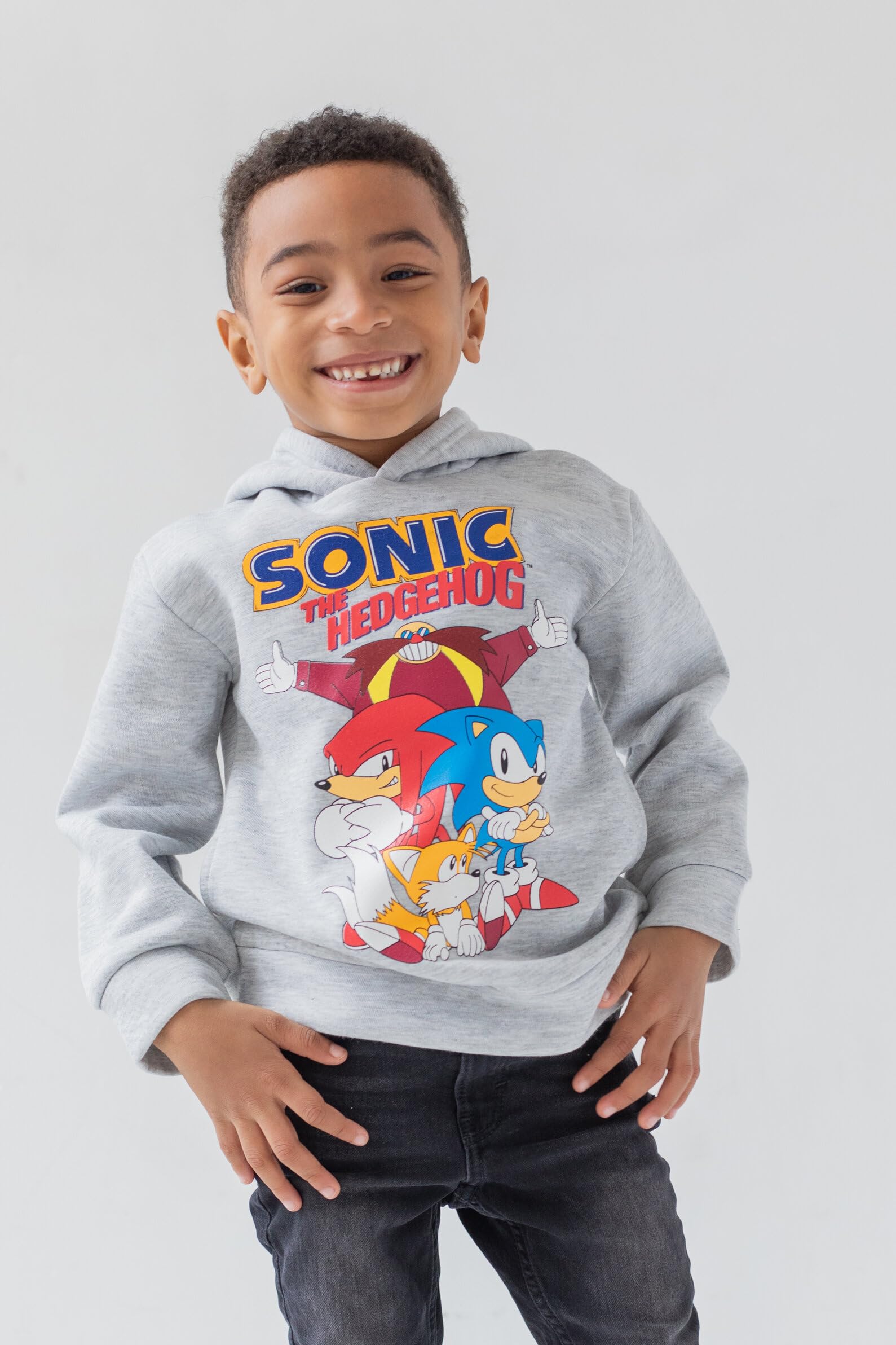 SEGA Sonic The Hedgehog And Friends Little Boys Fleece Hoodie Grey 7-8