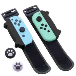 Dance Switch Wristband, Wrist Bands for Dance Switch 2024 2023 2022 2021, Adjustable Elastic Straps for Joy-Cons Controller (2 Packs for Kid) Black