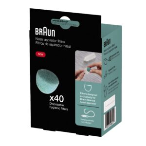 braun manual nasal aspirator filters, 40 count – disposable, hygienic filters for braun manual toddler and baby nasal aspirator