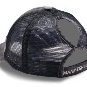 MANMESH HATT Embroidered Wifey Ponytail Hat Vintage Washed Adjustable Denim Baseball Cap for Women