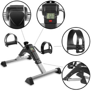 Foldable Under Desk Stationary Exercise Bike - Arm Leg Foot Pedal Exerciser