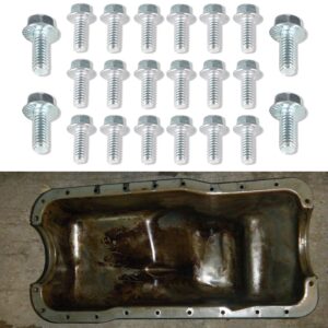 22 pcs oil pan bolt kit fit for chevy and ford small block v8 sbc 265 283 305 327 350 383 400 5.7l & sbf 260 289 302 351w 5.0l efi 350-455 stamped steel oil pan bolts