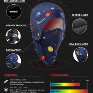 TSLA Men and Women Thermal Fleece Skull Cap, Winter Ski Cycling Under Helmet Liner, Running Beanie Hat, Skull Cap with Face Mask Galaxy, One Size