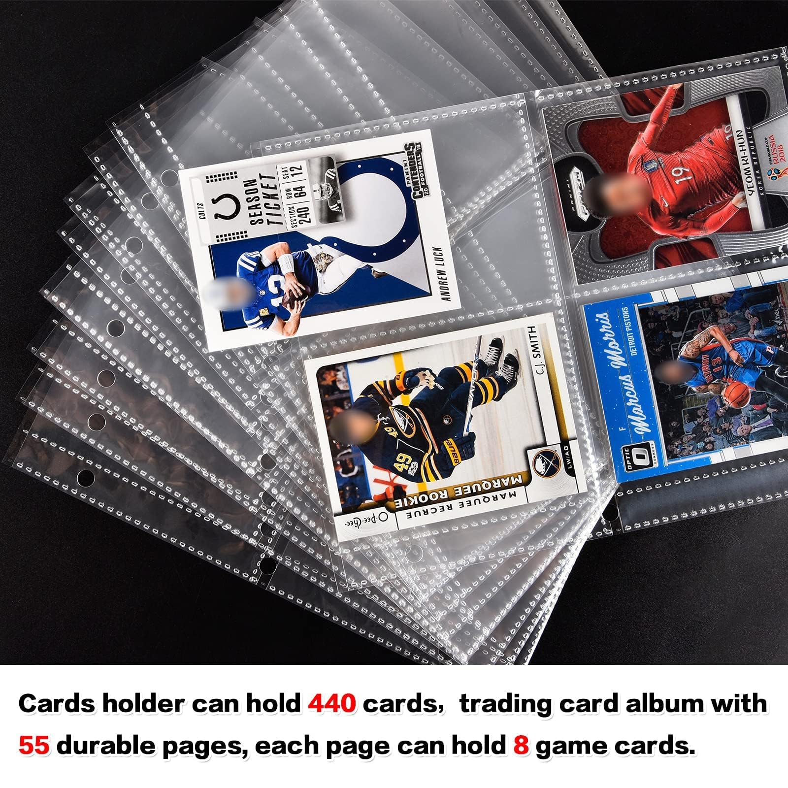 Boobowl Baseball Card Binder, Trading Cards Sleeves Protectors Holder for Topps 2024 2023, 440 Pockets Baseball Card Collectors Football Sports Cards Album, Cards Display Collection Case - Black