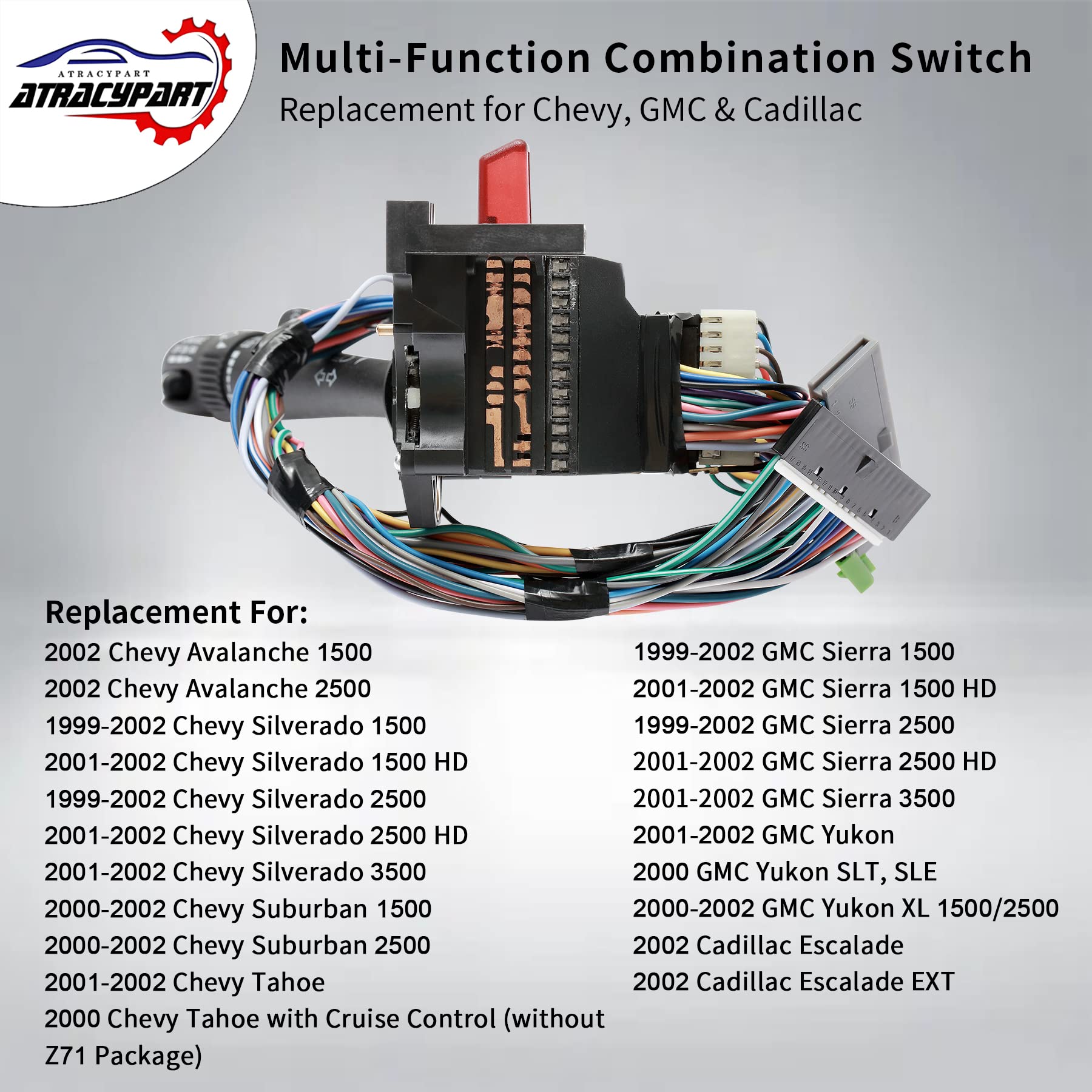 Multi-Function Turn Signal Switch Wiper Control | Replacement for 1999-2002 Chevy Silverado Avalanche Tahoe Suburban & GMC Sierra Yukon | Replaces# 26100839, 3441937, CBS-1038