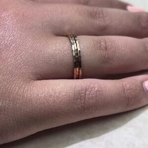 Dainty Solid Gold Rings for Women - 1mm Ridged Gold Stacking Rings Jewelry - Simple Thin Dainty Rings Available in 4 – 12 Ring Sizes - Non Tarnish Gold Rings with 3 Gold Colors Made In USA