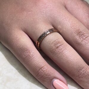 Dainty Solid Gold Rings for Women - 1mm Ridged Gold Stacking Rings Jewelry - Simple Thin Dainty Rings Available in 4 – 12 Ring Sizes - Non Tarnish Gold Rings with 3 Gold Colors Made In USA