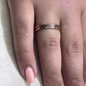 Dainty Solid Gold Rings for Women - 1mm Ridged Gold Stacking Rings Jewelry - Simple Thin Dainty Rings Available in 4 – 12 Ring Sizes - Non Tarnish Gold Rings with 3 Gold Colors Made In USA