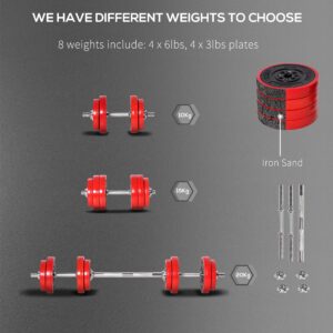 Soozier Adjustable Dumbbell Set, 44lbs Convertible to Barbell Weight Set for Home Gym Women and Men Weight Lifting Training