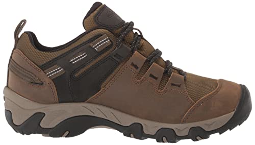 KEEN Men's Steens Low Height Waterproof Hiking Shoes, Brindle/Dark Olive, 12