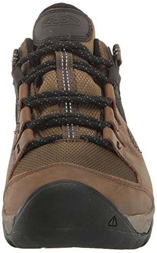 KEEN Men's Steens Low Height Waterproof Hiking Shoes, Brindle/Dark Olive, 12