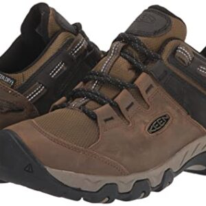 KEEN Men's Steens Low Height Waterproof Hiking Shoes, Brindle/Dark Olive, 12