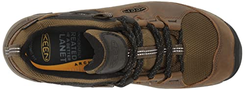 KEEN Men's Steens Low Height Waterproof Hiking Shoes, Brindle/Dark Olive, 12