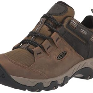 KEEN Men's Steens Low Height Waterproof Hiking Shoes, Brindle/Dark Olive, 12