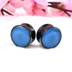 Jboyanpei 12Pcs/6pair Pure Color Ear Gauges Tunnels and Plug Black Acrylic Ear Expander Studs Stretching Size 20mm