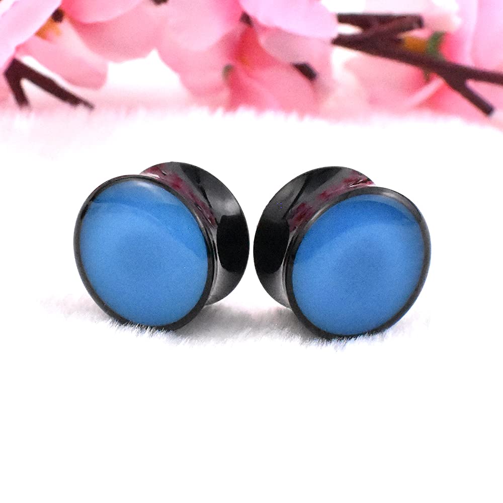 Jboyanpei 12Pcs/6pair Pure Color Ear Gauges Tunnels and Plug Black Acrylic Ear Expander Studs Stretching Size 20mm