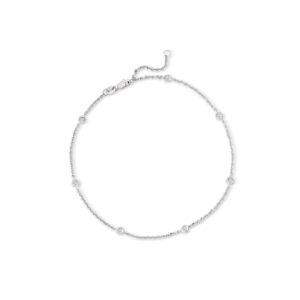 ross-simons diamond bezel-set diamond station anklet .20 ct. t.w.