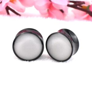 Jboyanpei 12Pcs/6pair Pure Color Ear Gauges Tunnels and Plug Black Acrylic Ear Expander Studs Stretching Size 20mm