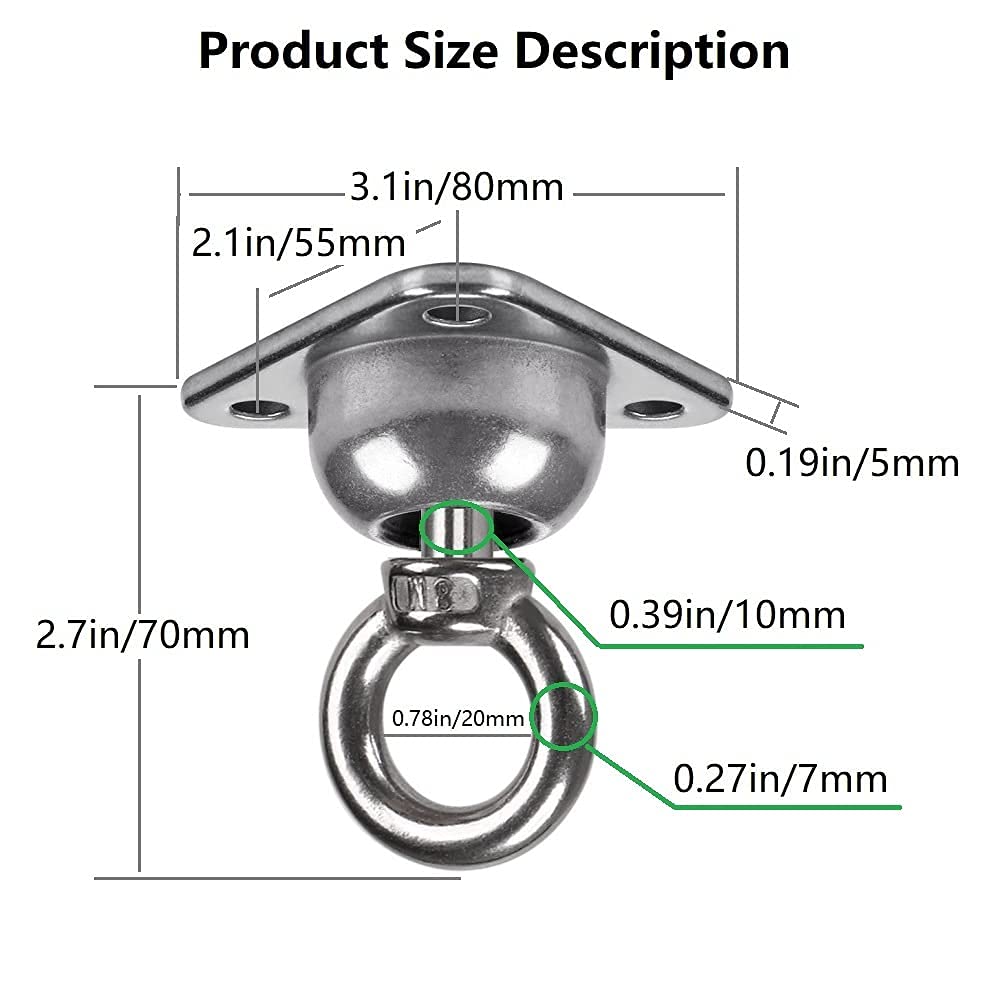 Dakzhou Heavy Duty swing Hanger of round shape (1 Hanger + Installation Accessories), 360° Rotation +30° Swing Device, sandbag, Yoga, air Dance, Rotary tire, Rotary Pendulum and Other Items