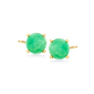 ross-simons jade stud earrings in 18kt gold over sterling