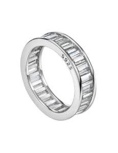 michooyel emerald cut eternity ring for women channel setting wedding ring diamond bands rings sterling silver cubic zirconia statement rings for women