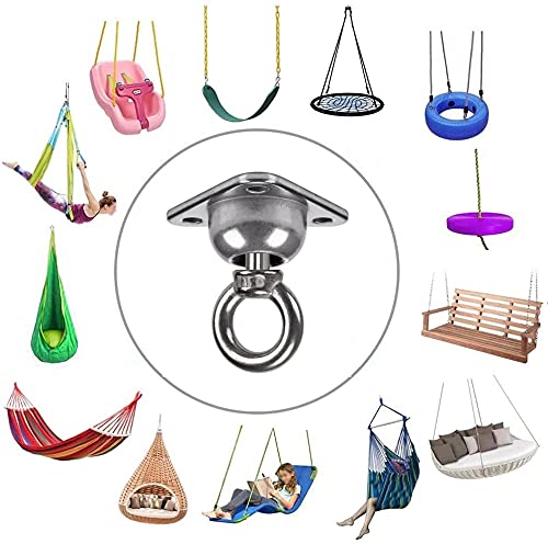 Dakzhou Heavy Duty swing Hanger of round shape (1 Hanger + Installation Accessories), 360° Rotation +30° Swing Device, sandbag, Yoga, air Dance, Rotary tire, Rotary Pendulum and Other Items