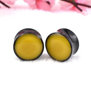 Jboyanpei 12Pcs/6pair Pure Color Ear Gauges Tunnels and Plug Black Acrylic Ear Expander Studs Stretching Size 20mm