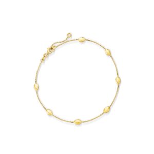 ross-simons italian 14kt yellow gold oval-bead station anklet. 9 inches