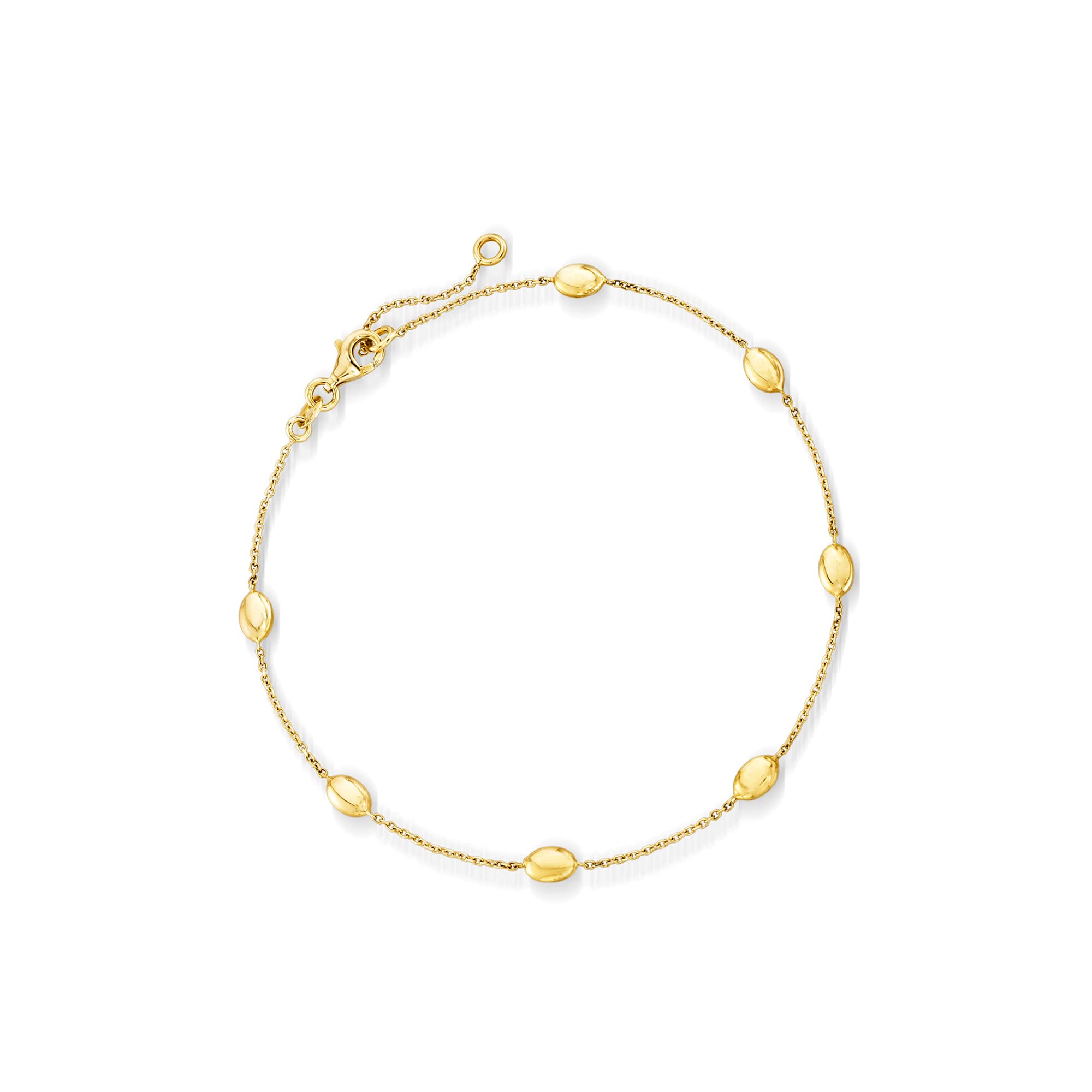 Ross-Simons Italian 14kt Yellow Gold Oval-Bead Station Anklet. 9 inches