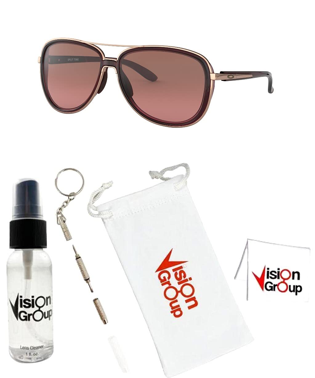 Oakley OO4129 Split Time Sunglasses+ Vision Group Accessories Bundle(Crystal Raspberry/G40 Black Gradient (412902)