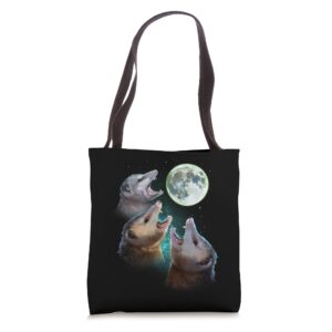 three opposum moon with 3 possums and dead moon costume tote bag