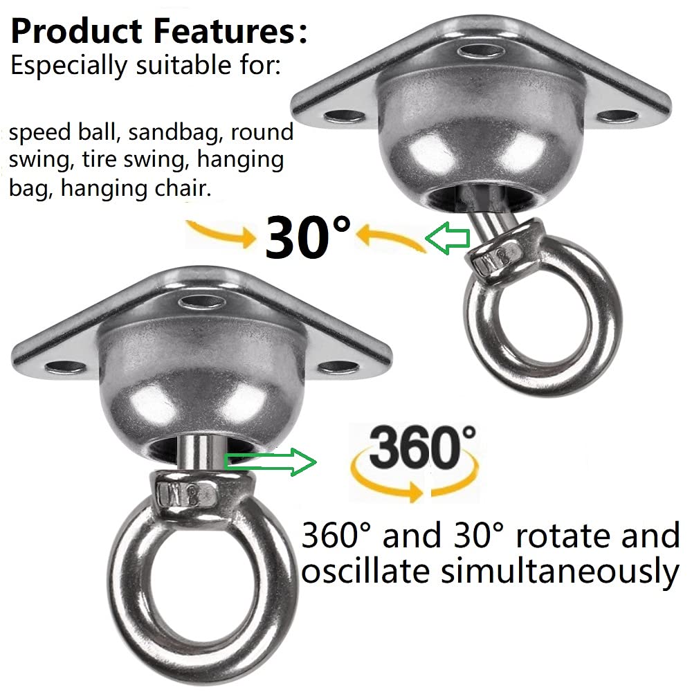 Dakzhou Heavy Duty swing Hanger of round shape (1 Hanger + Installation Accessories), 360° Rotation +30° Swing Device, sandbag, Yoga, air Dance, Rotary tire, Rotary Pendulum and Other Items