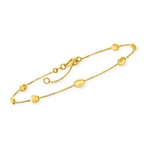 Ross-Simons Italian 14kt Yellow Gold Oval-Bead Station Anklet. 9 inches