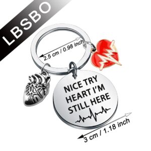 CENWA Heart Attack Survivor Gifts Heart Transplant Gift Nice Try Heart I'm Still Here Keychain (STILL HEART K)