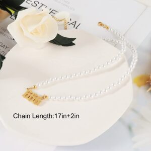 Angel Number Necklaces For Women 000 111 222 333 444 555 777 888 999 Pearl Choker Necklace Numerology Jewelry Gifts