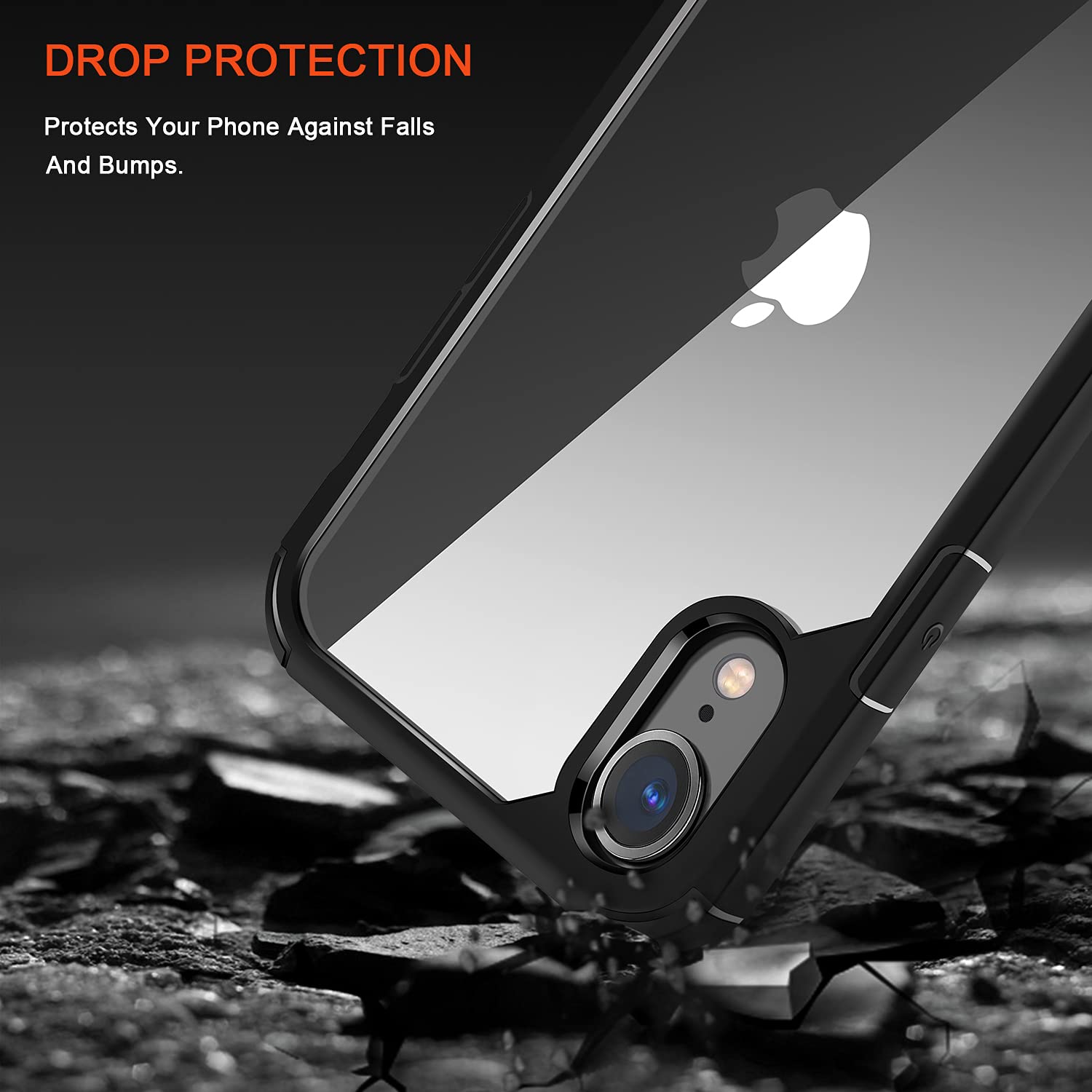 TENDLIN Compatible with iPhone XR Case Crystal Clear Hard Back Soft Bumper Protective Case (Black)