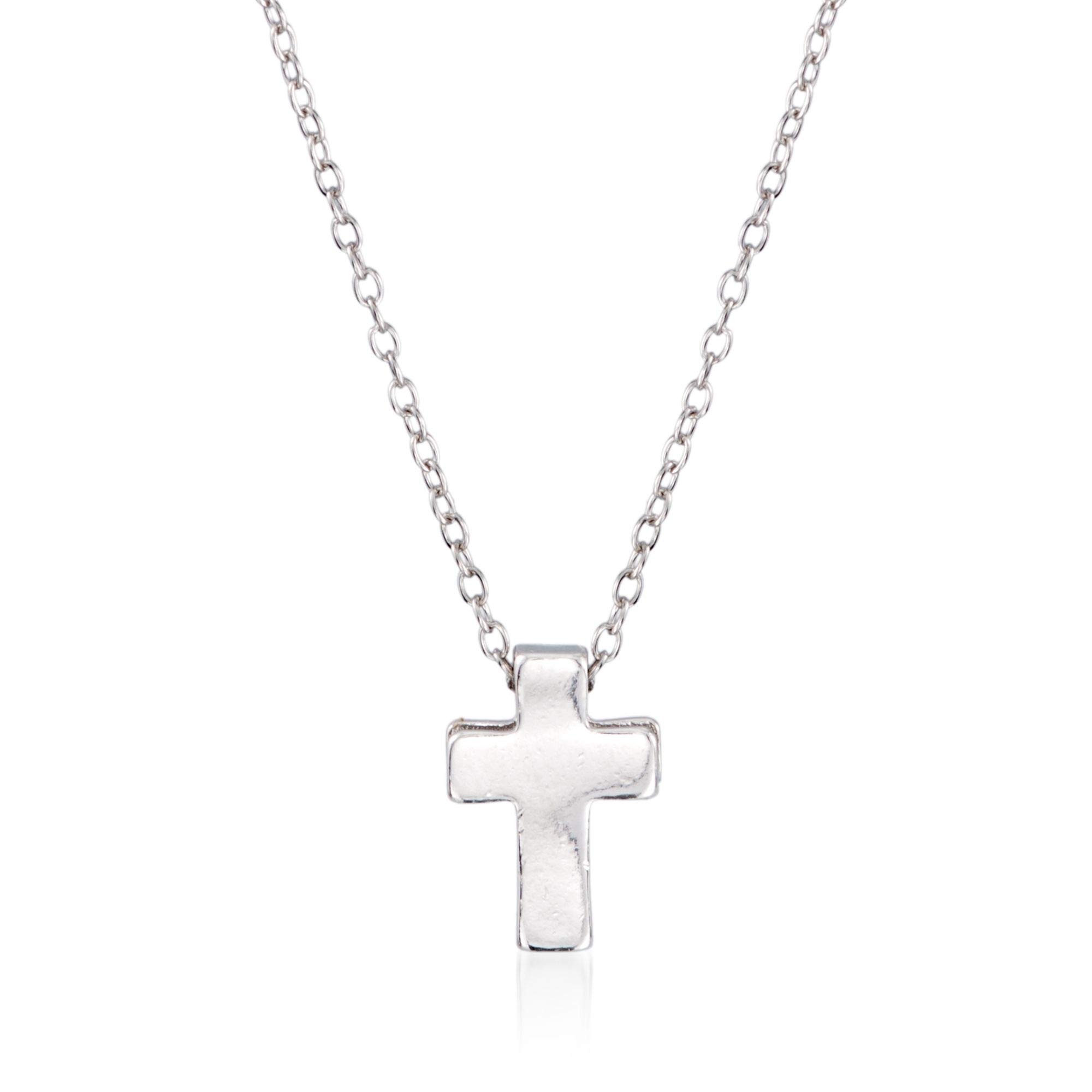 Ross-Simons Sterling Silver Petite Cross Pendant Necklace. 16 inches