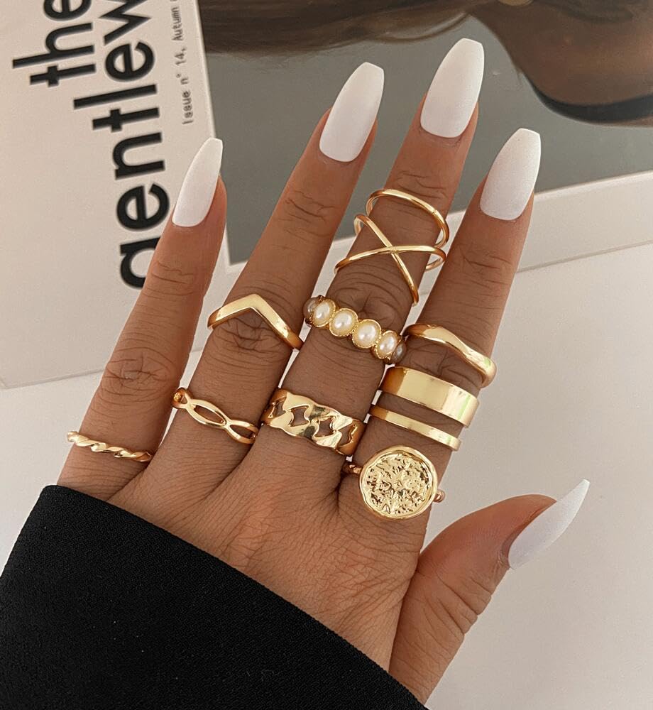 iF YOU 30 Pcs Vintage Gold Knuckle Rings Set, Boho Butterfly Snake Stackable Finger Rings for Women, Midi Rings Pack