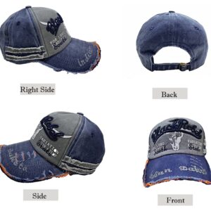 LONGTEN Vintage Baseball Cap Denim Cotton Frayed Edge Sunhat Adjustable Unisex