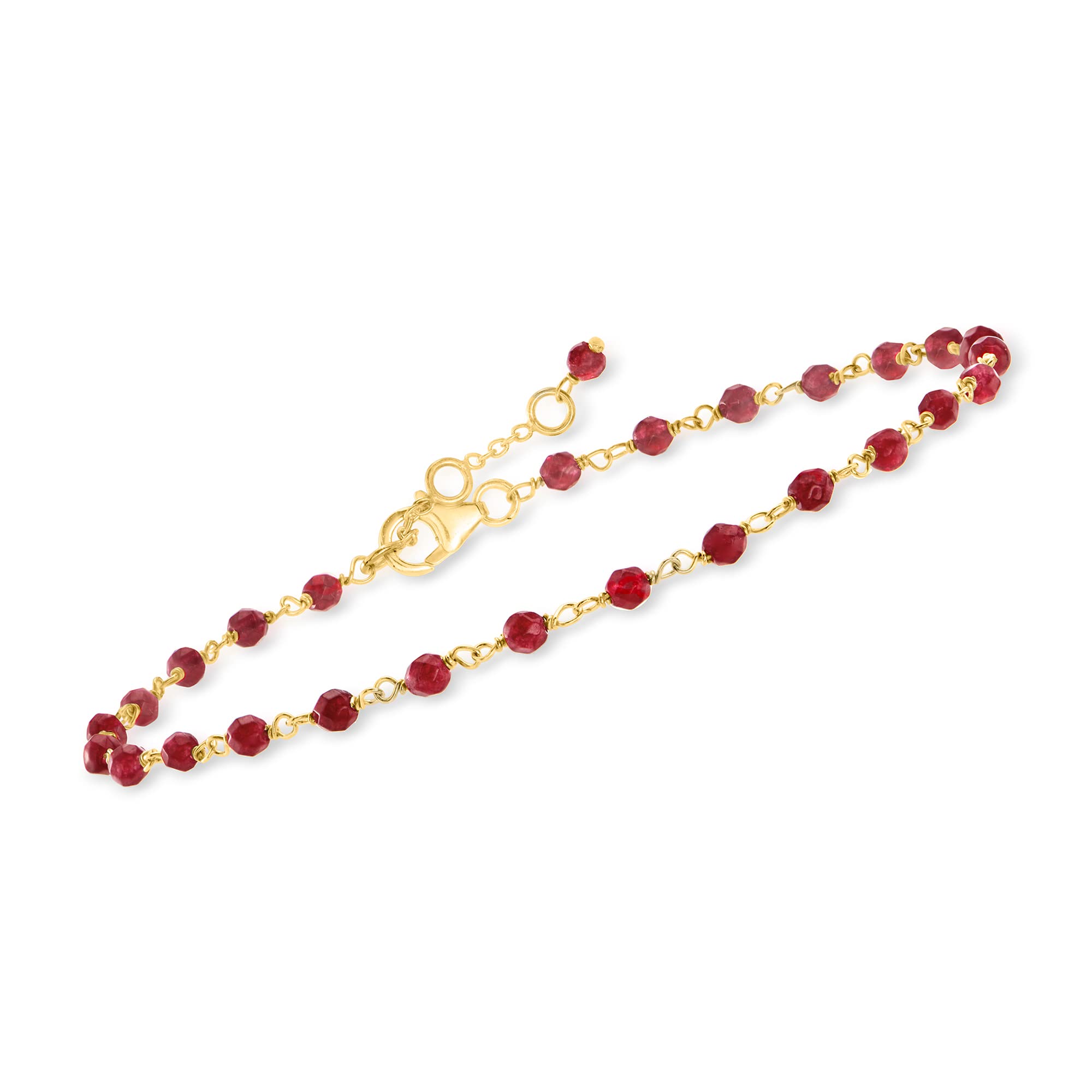 Ross-Simons 5.80 ct. t.w. Red Quartz Anklet in 18kt Gold Over Sterling. 9 inches