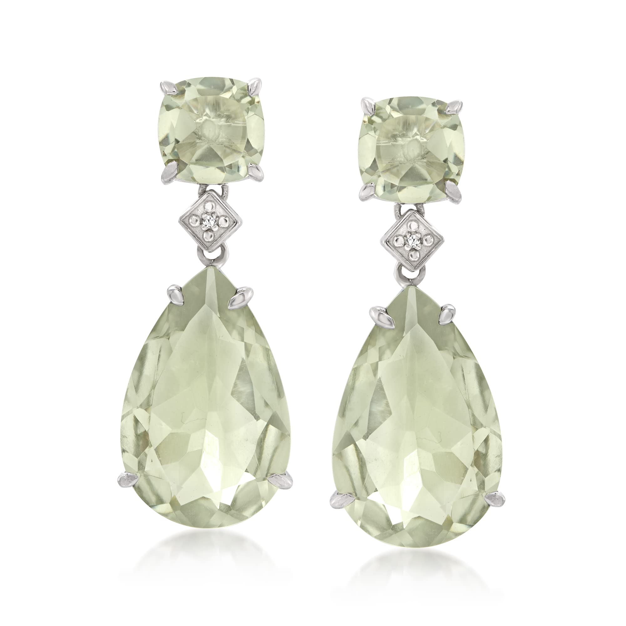 Ross-Simons Gemstone Teardrop Earrings with Diamond Accents in Sterling Silver