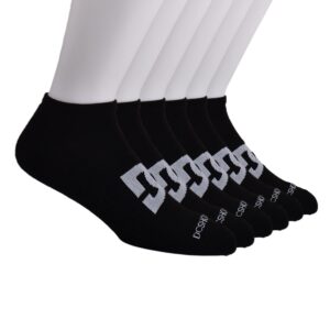 dc shoes men's half cushion low cut socks, black (6 pack), one size