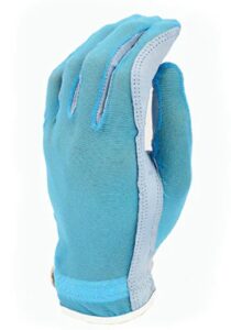 evertan: women's tan through golf glove - fantasia blue large